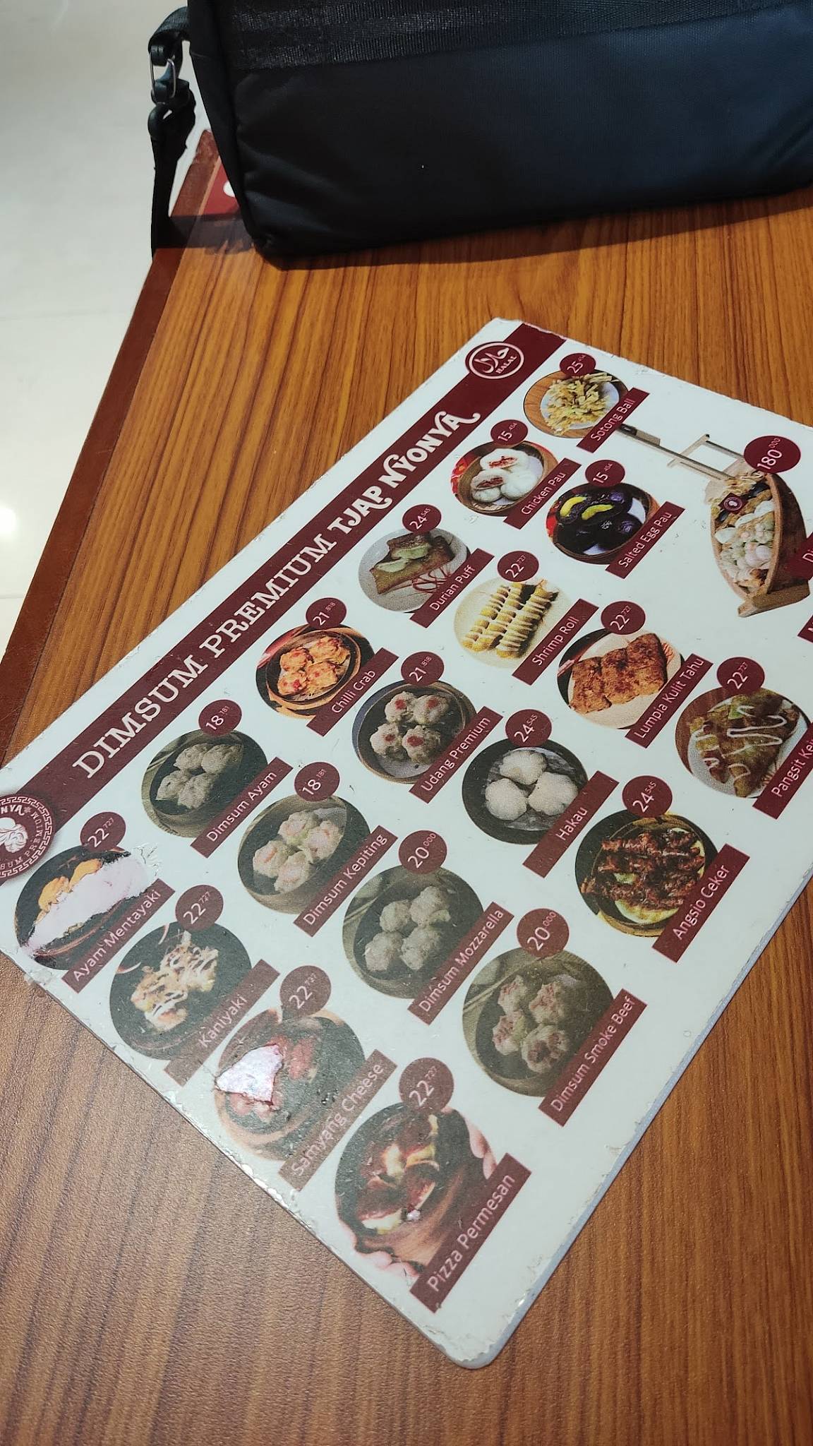 Menu at Tjap Nyonya Dimsum Shop restaurant, Batam