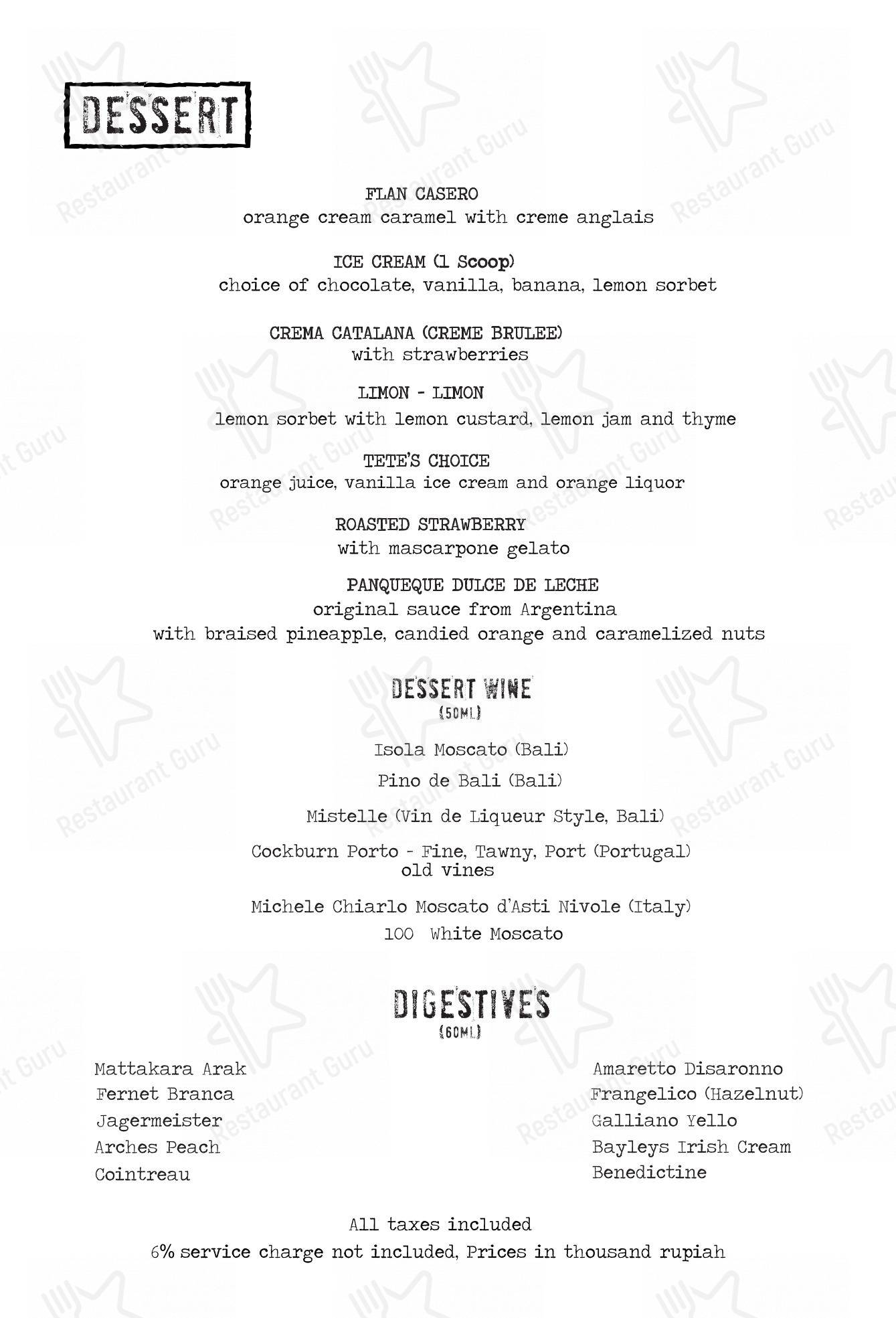 Carta de Batubara Wood Fire, Ubud