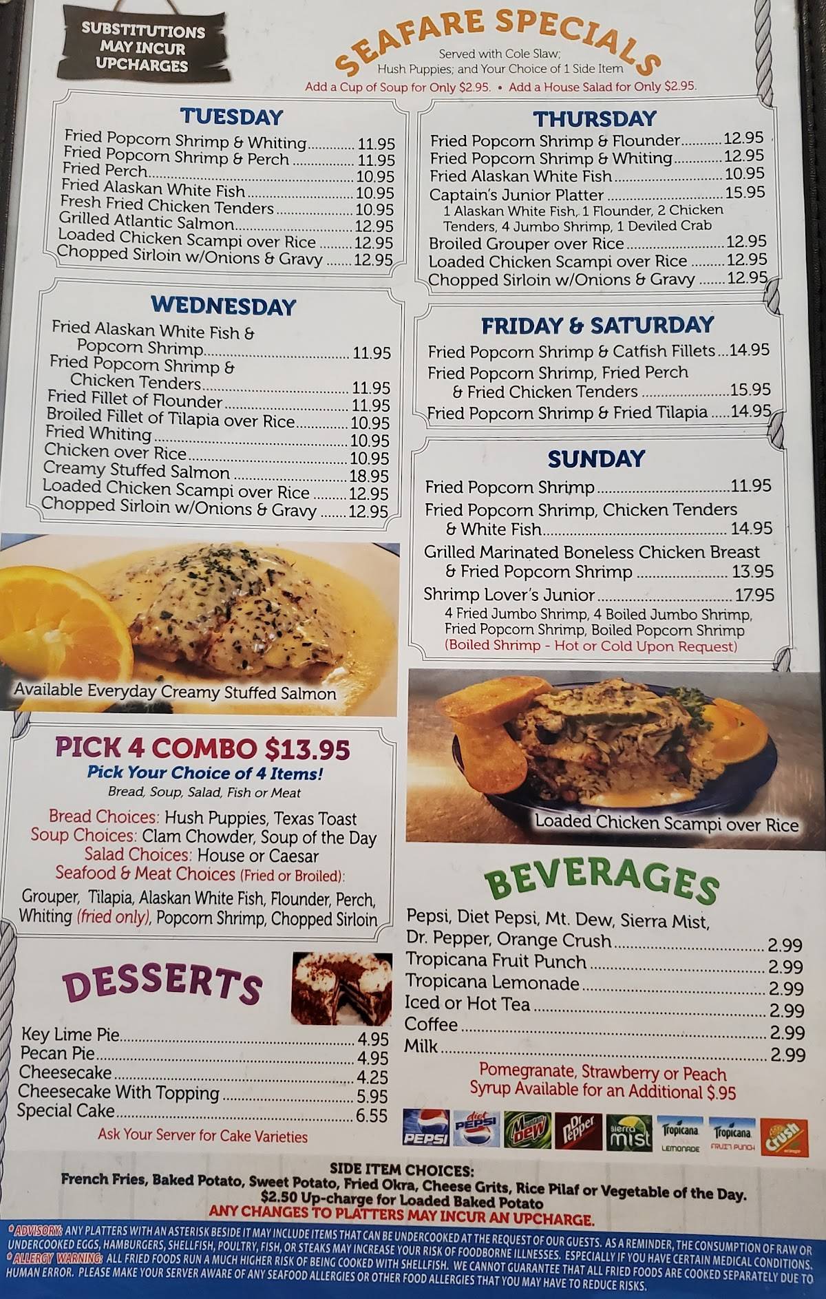 Menu at Bay Breeze restaurant, Mableton