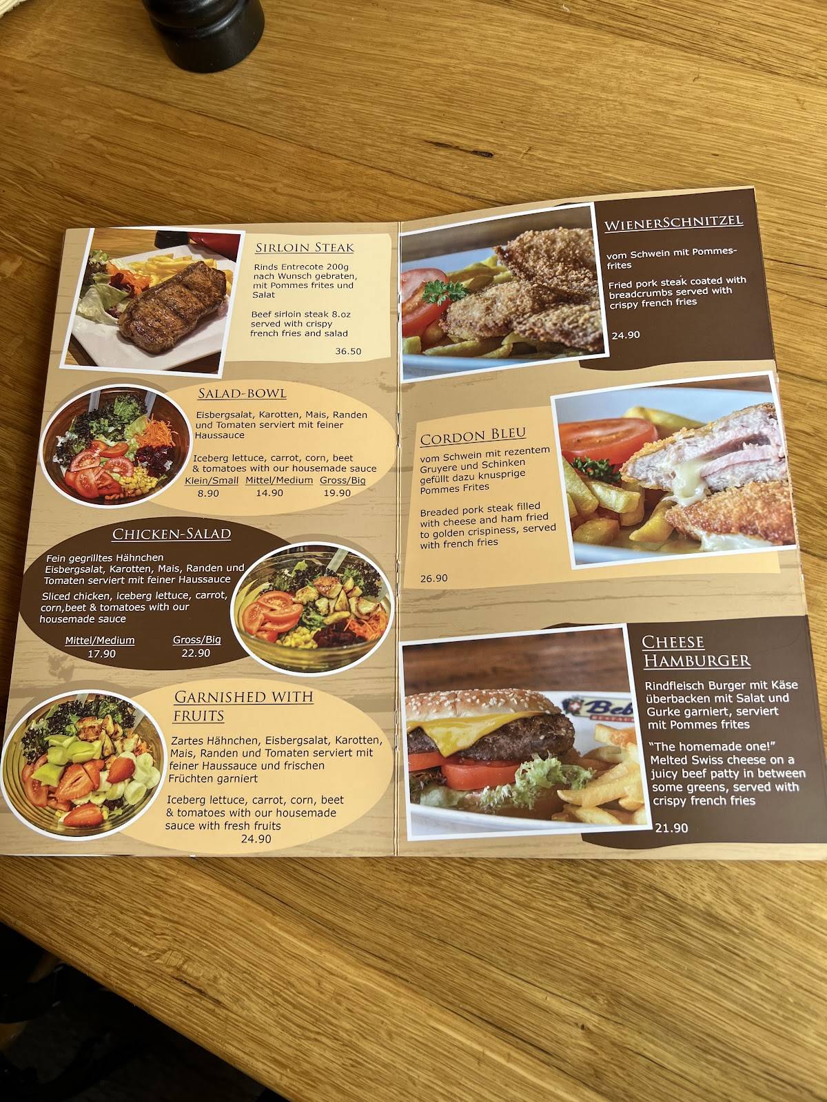 Speisekarte von Bebbis Restaurant, Grindelwald
