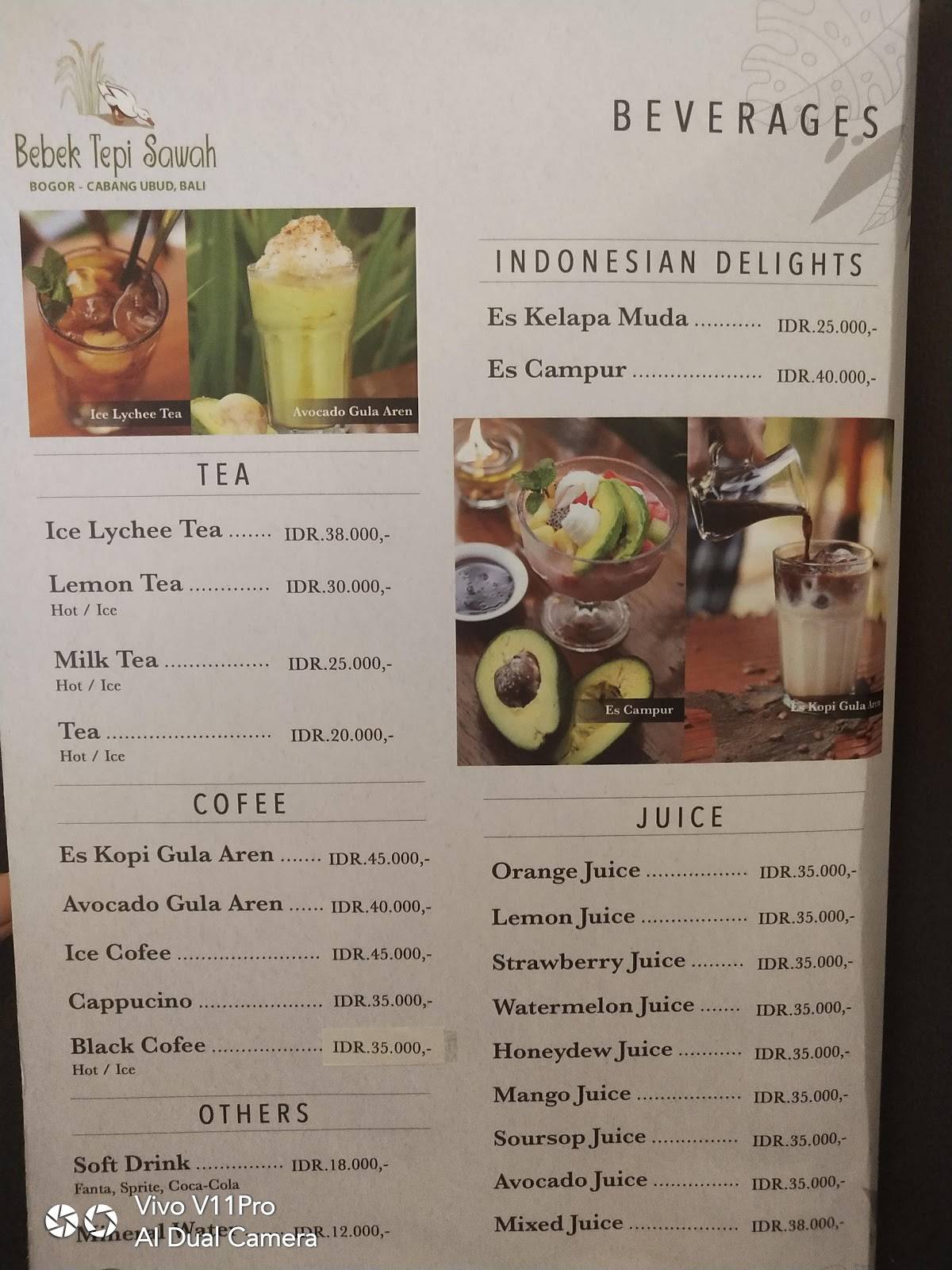 Menu at Bebek Tepi Sawah Bogor restaurant, Bogor