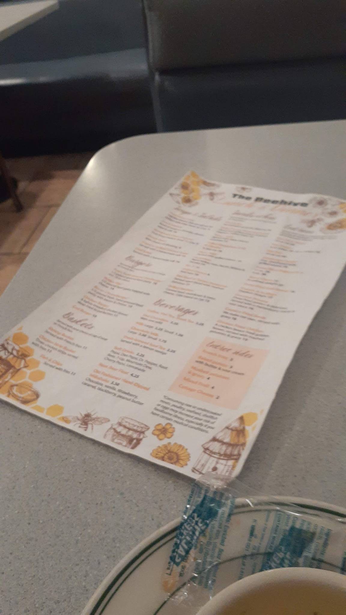 Menu at Beehive Restaurant, Montesano