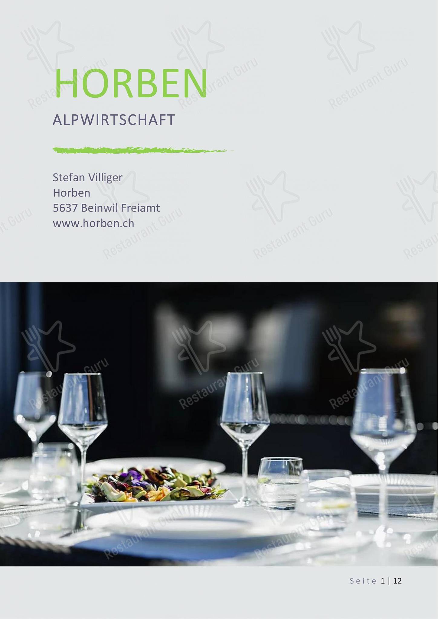 Speisekarte von Alpwirtschaft Horben, Beinwil (Freiamt)