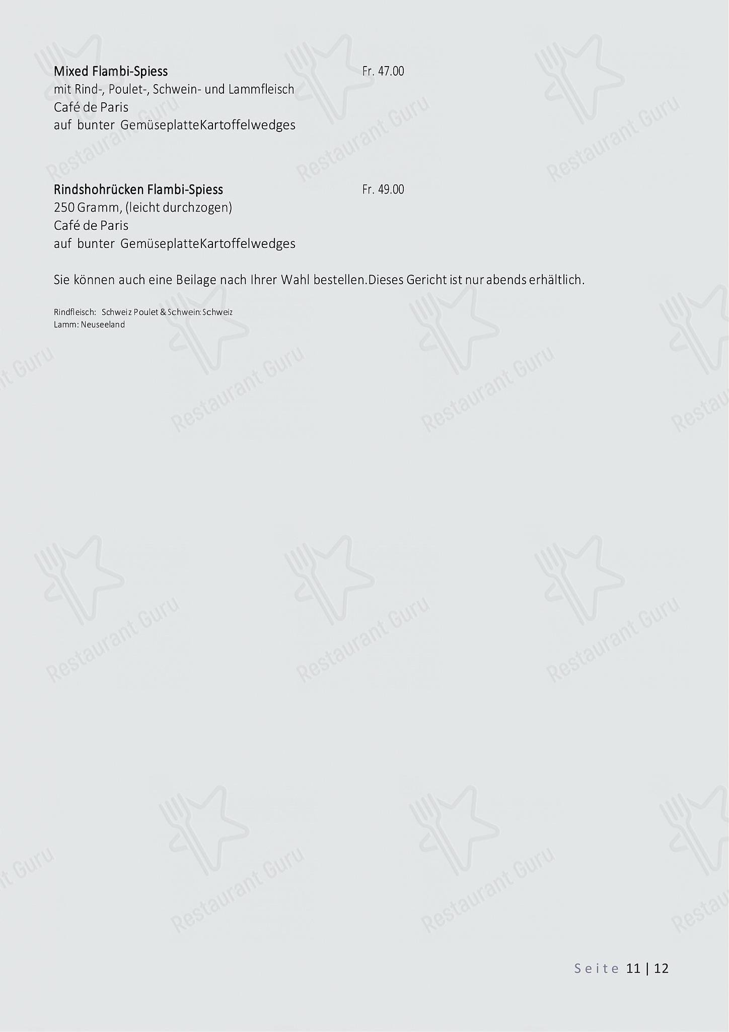 Speisekarte von Alpwirtschaft Horben, Beinwil (Freiamt)