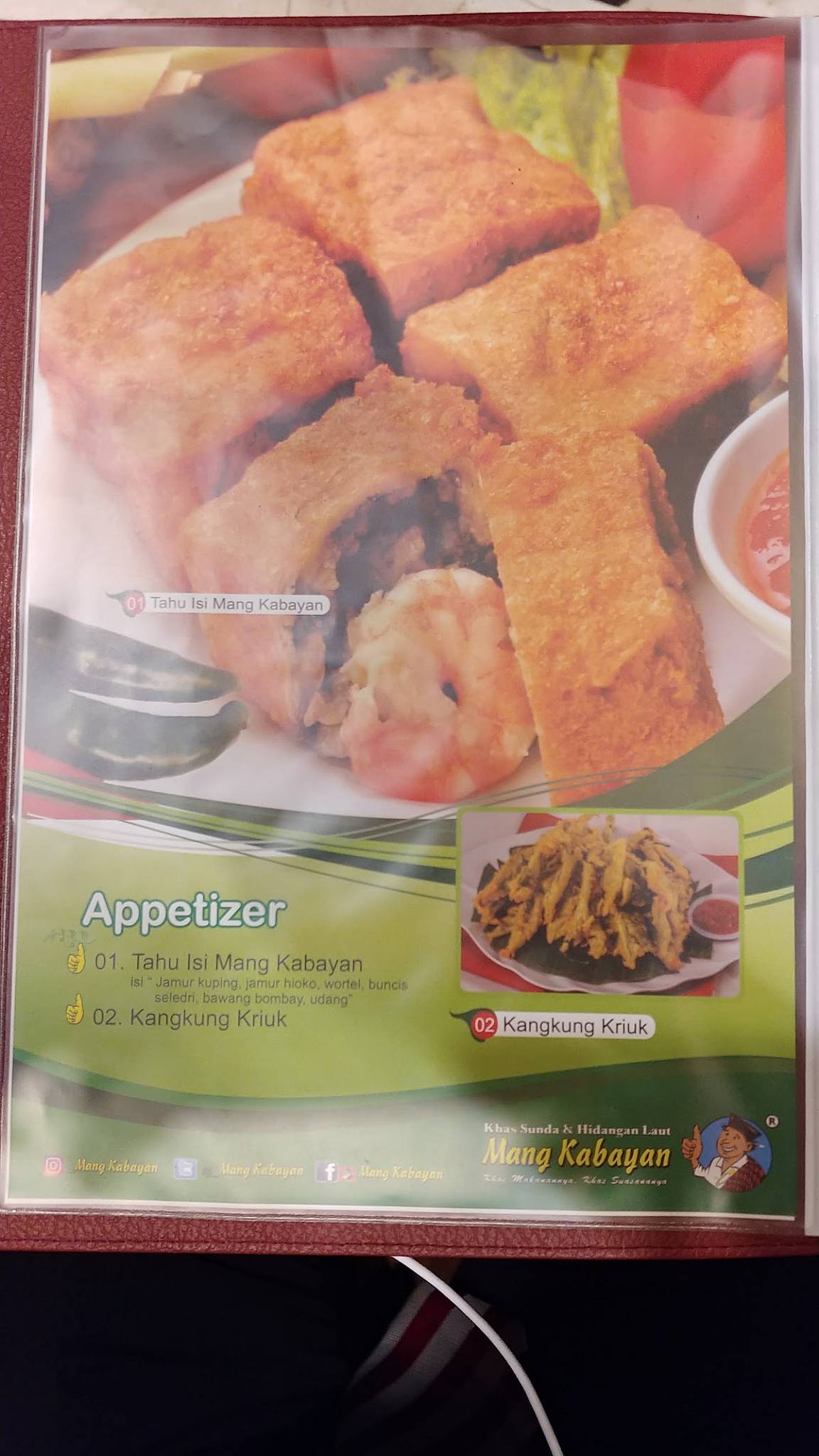 Menu at Mang Kabayan Jababeka restaurant, Bekasi Regency, Komplek Movieland