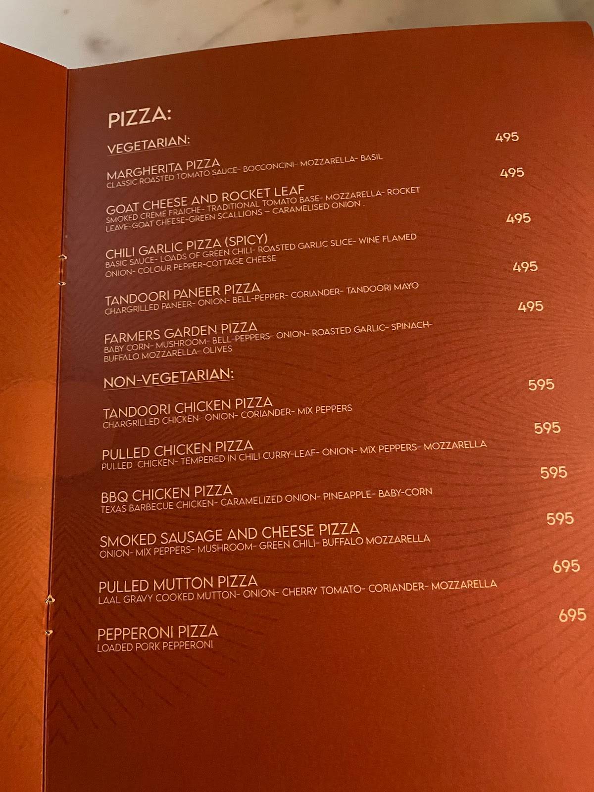 Menu at Bellagio, Gurugram