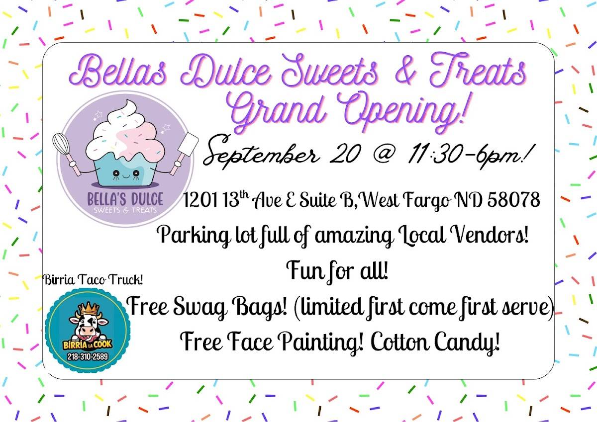 Menu at Bella’s Dulce Sweets & Treats, Fargo
