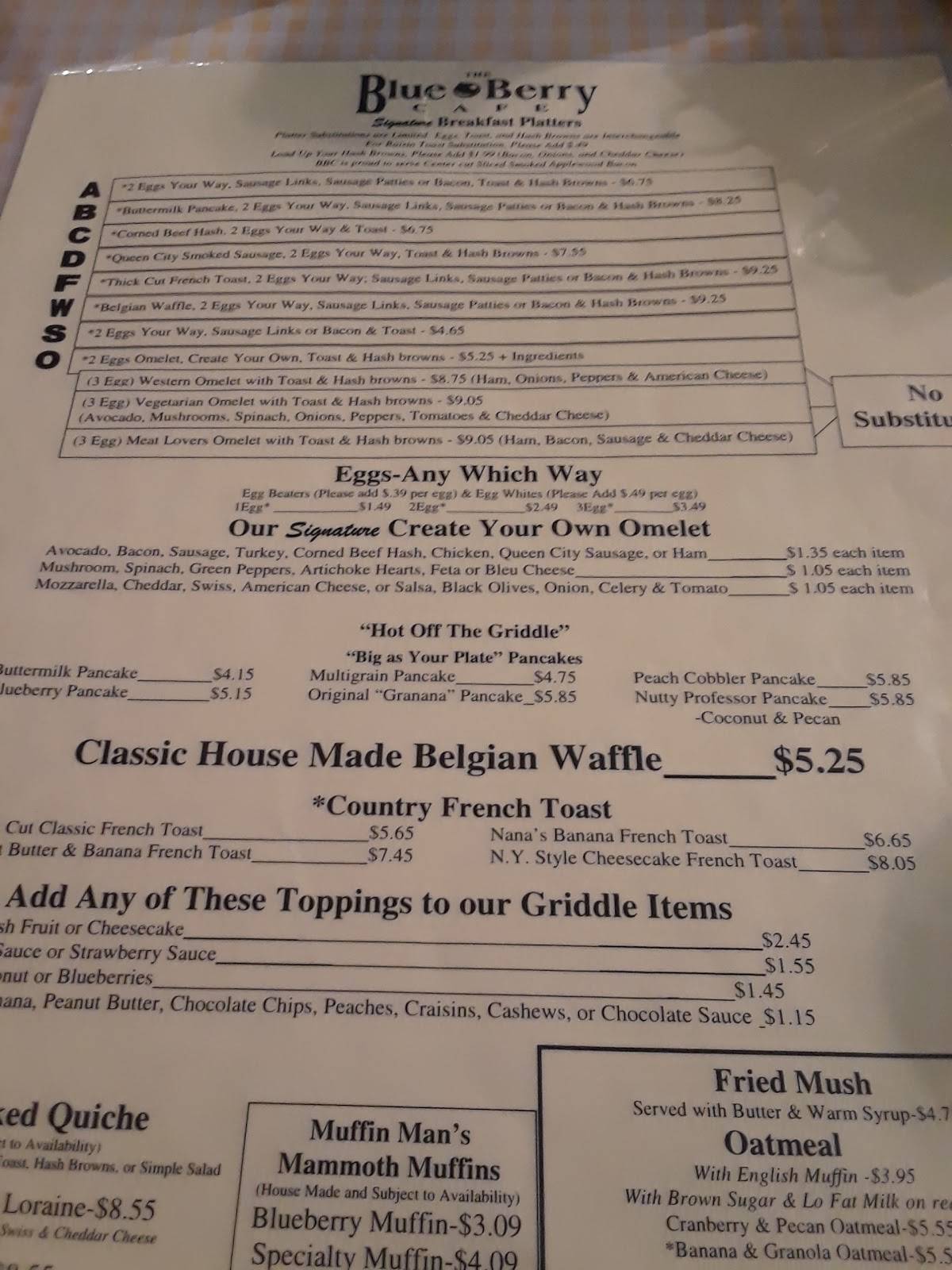 Menu at The Blue Berry Café Bellbrook desserts, Bellbrook