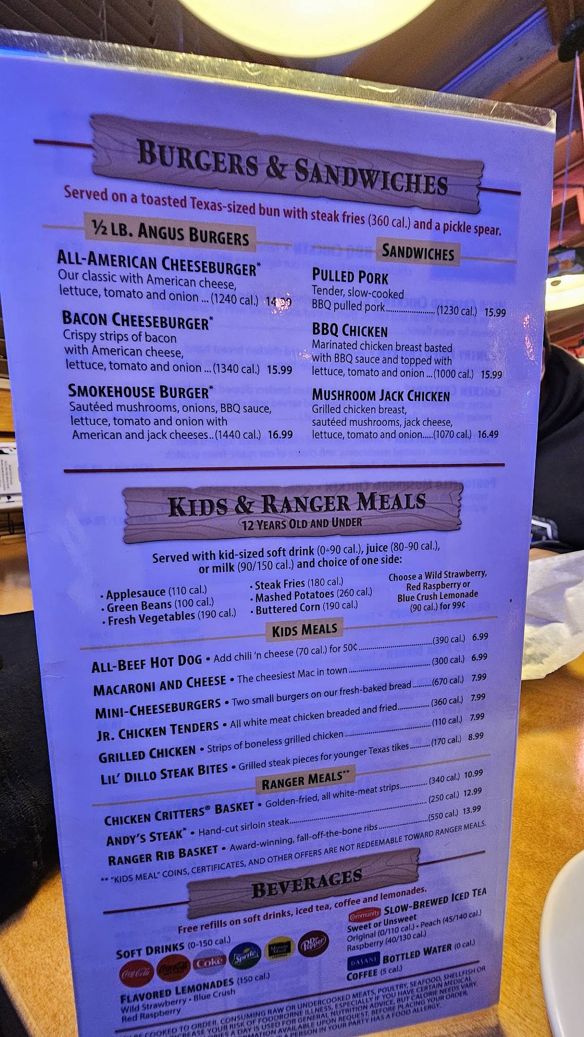 Menu at Texas Roadhouse BBQ, Bellingham