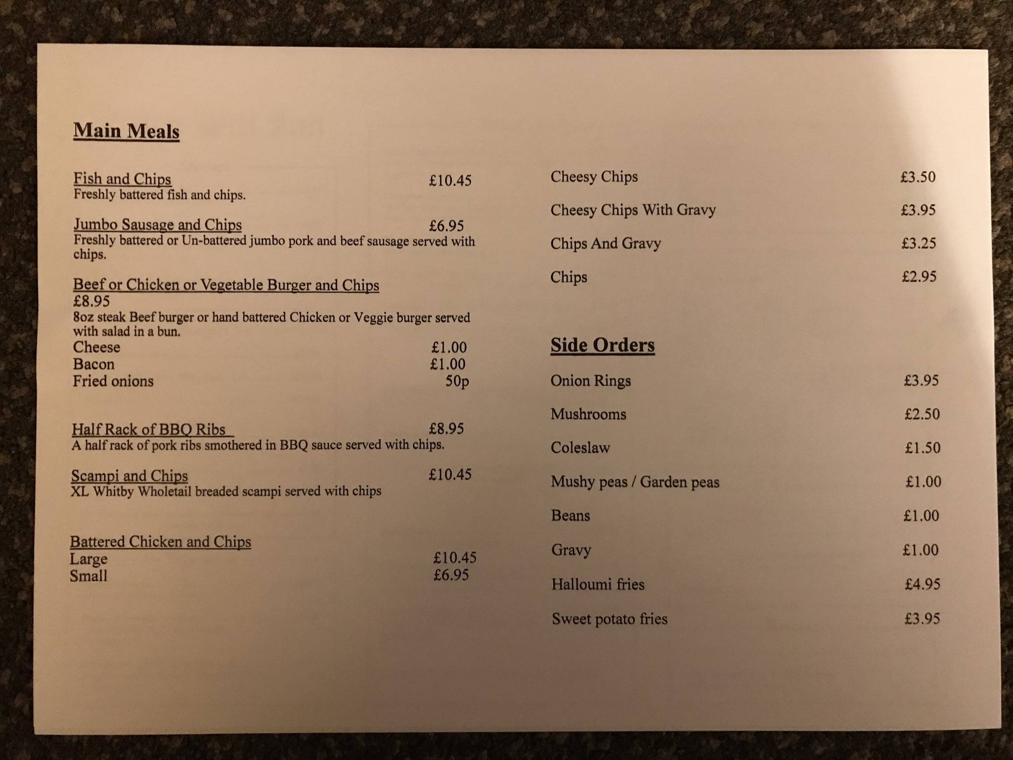 Menu at Belted Will pub & bar, Brampton