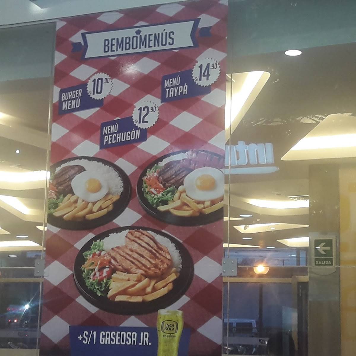Menu at Bembos restaurant, La Victoria, Av. Canadá N°1110