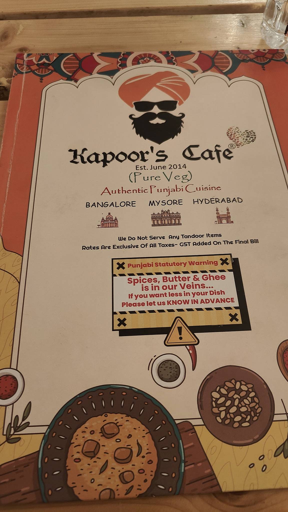 Menu at Kapoor's Cafe Nagasandra, Bengaluru