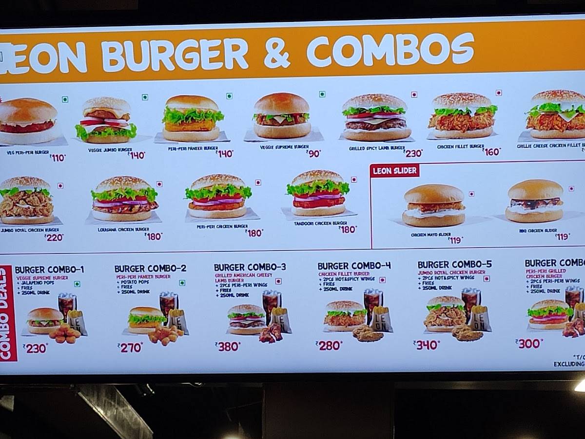 Menu at Leon's Burgers & Wings - BTM Layout, Bengaluru