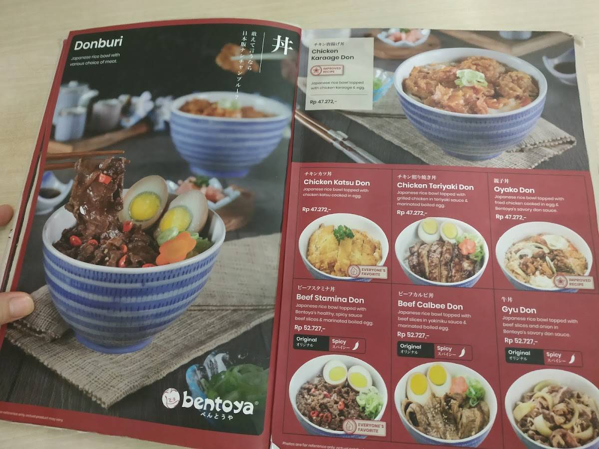 Menu at Bentoya restaurant, Surabaya, Mall Ciputra World Lt. 3 Unit. 20-21