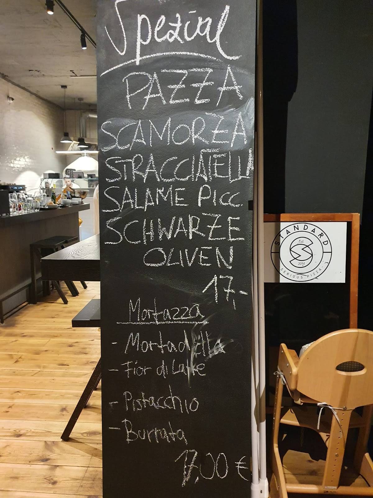 Menu at Standard Pizza West, Berlin