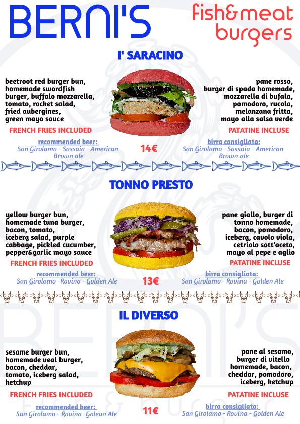 Menu da Berni's SchiacciaFish Focacceria fast food, Arezzo