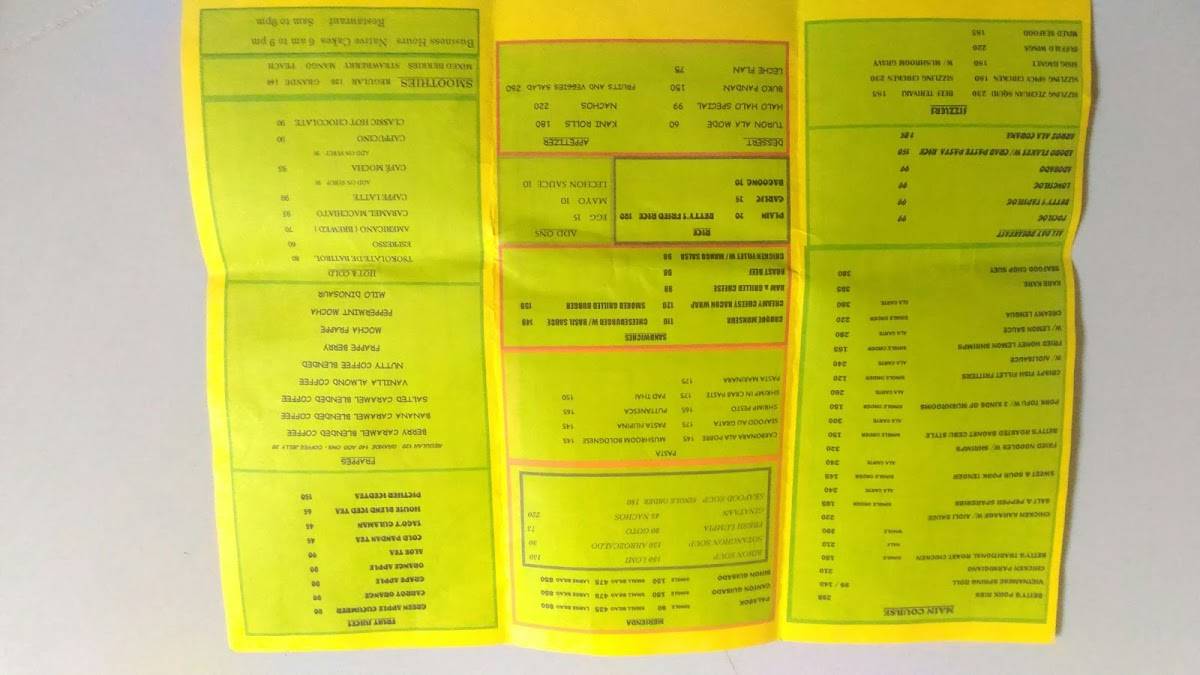 Menu at Betty's Native Cakes San Roque restaurant, Tarlac City, FHMR+7Q8