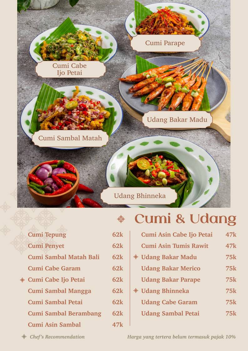 Menu at Bhinneka Indonesian Resto & Cafe, Batam