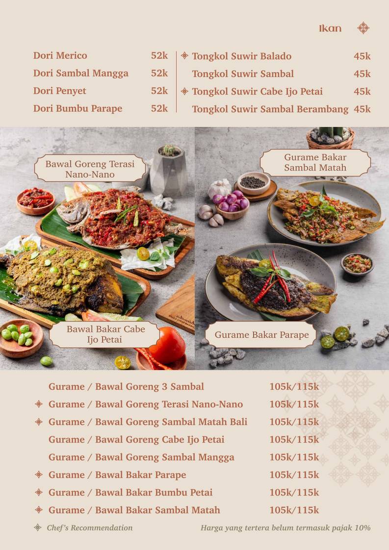 Menu at Bhinneka Indonesian Resto & Cafe, Batam