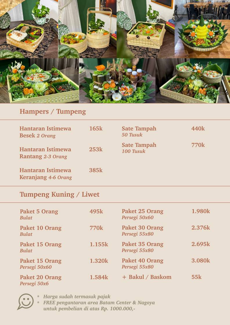 Menu at Bhinneka Indonesian Resto & Cafe, Batam