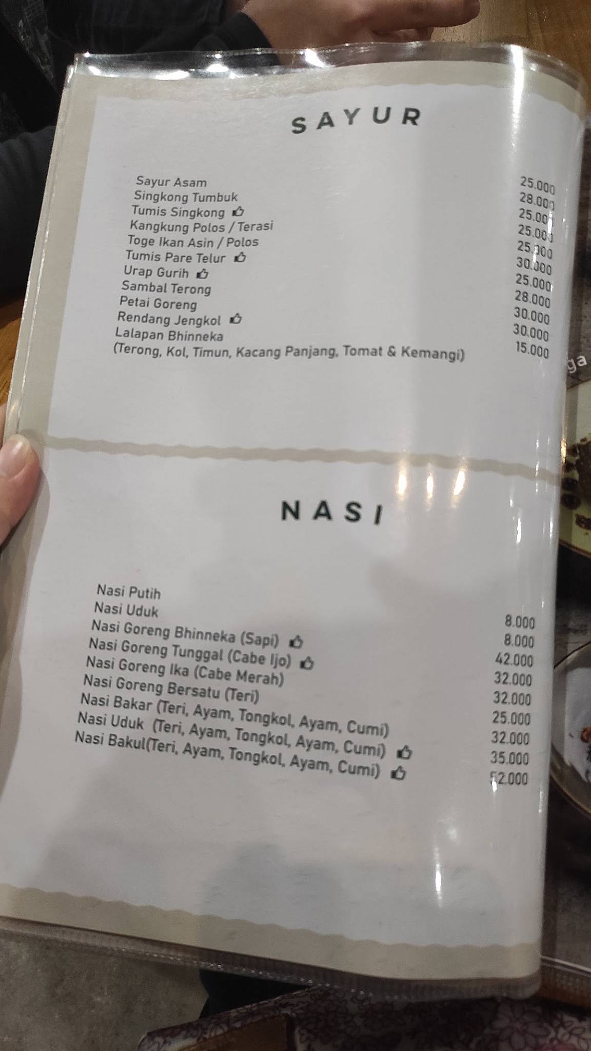 Menu at Bhinneka Indonesian Resto & Cafe, Batam
