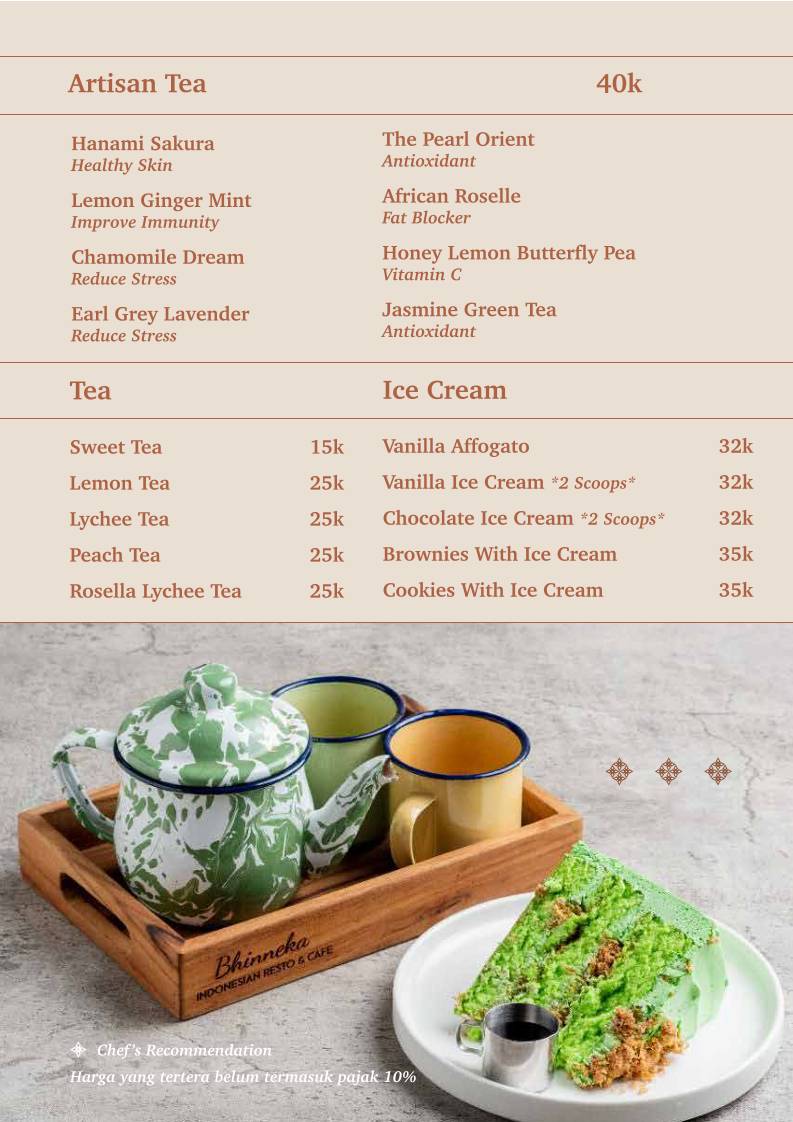 Menu at Bhinneka Indonesian Resto & Cafe, Batam