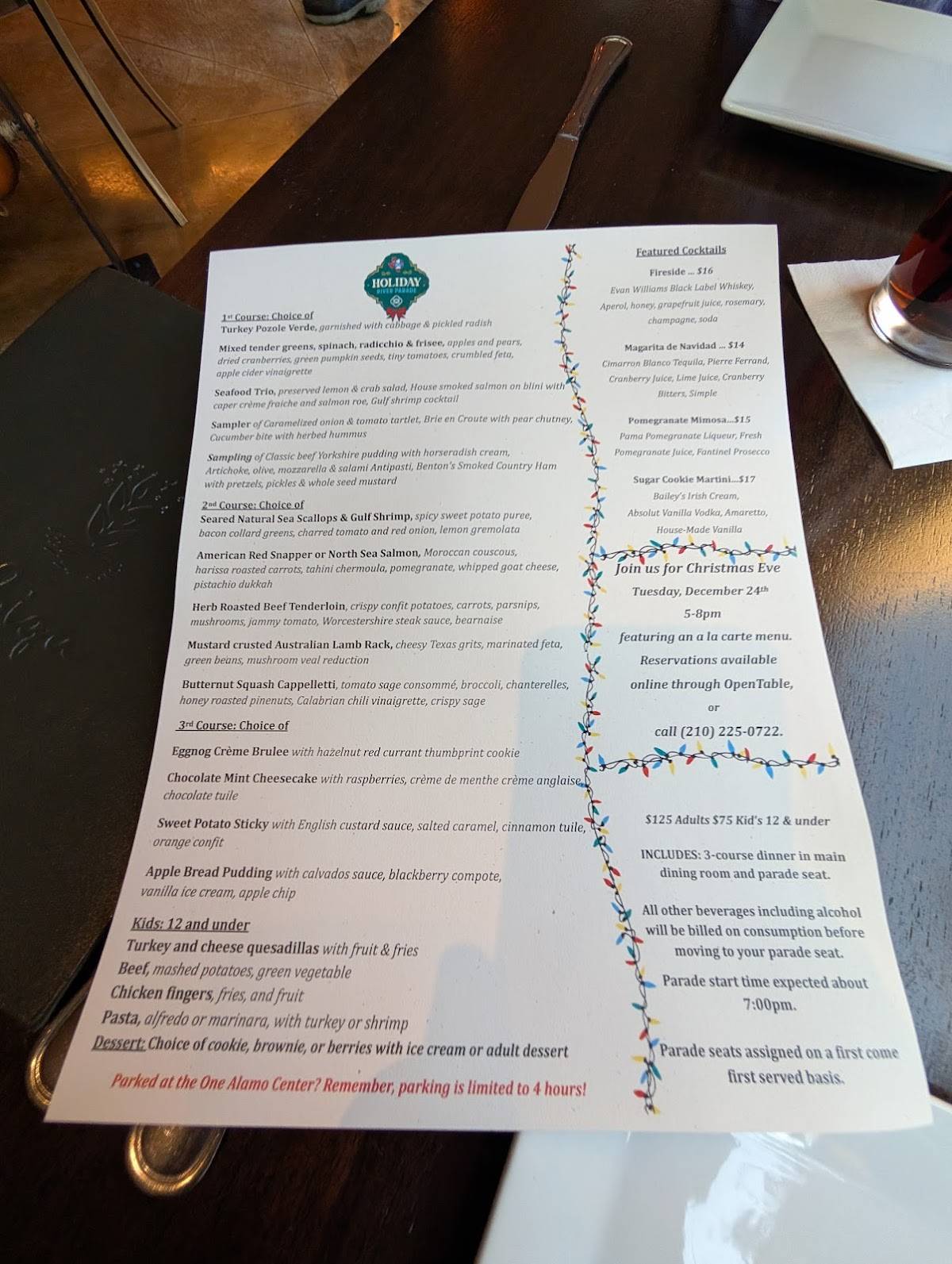 Menu at Biga - San Antonio Riverwalk Restaurant, San Antonio