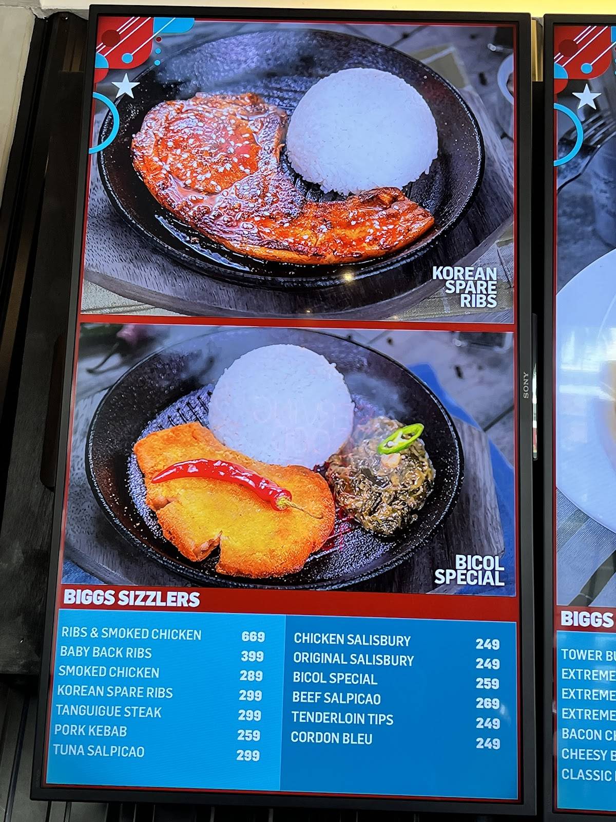 Carta del restaurante Bigg’s Diner Polangui, Polangui