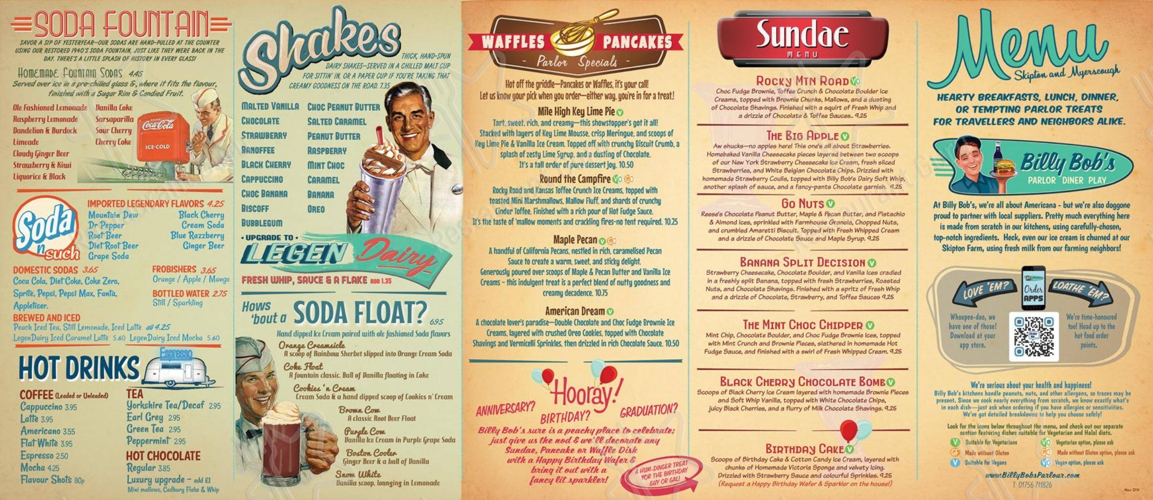 Menu at Billy Bob’s Parlour Skipton restaurant, Halton East