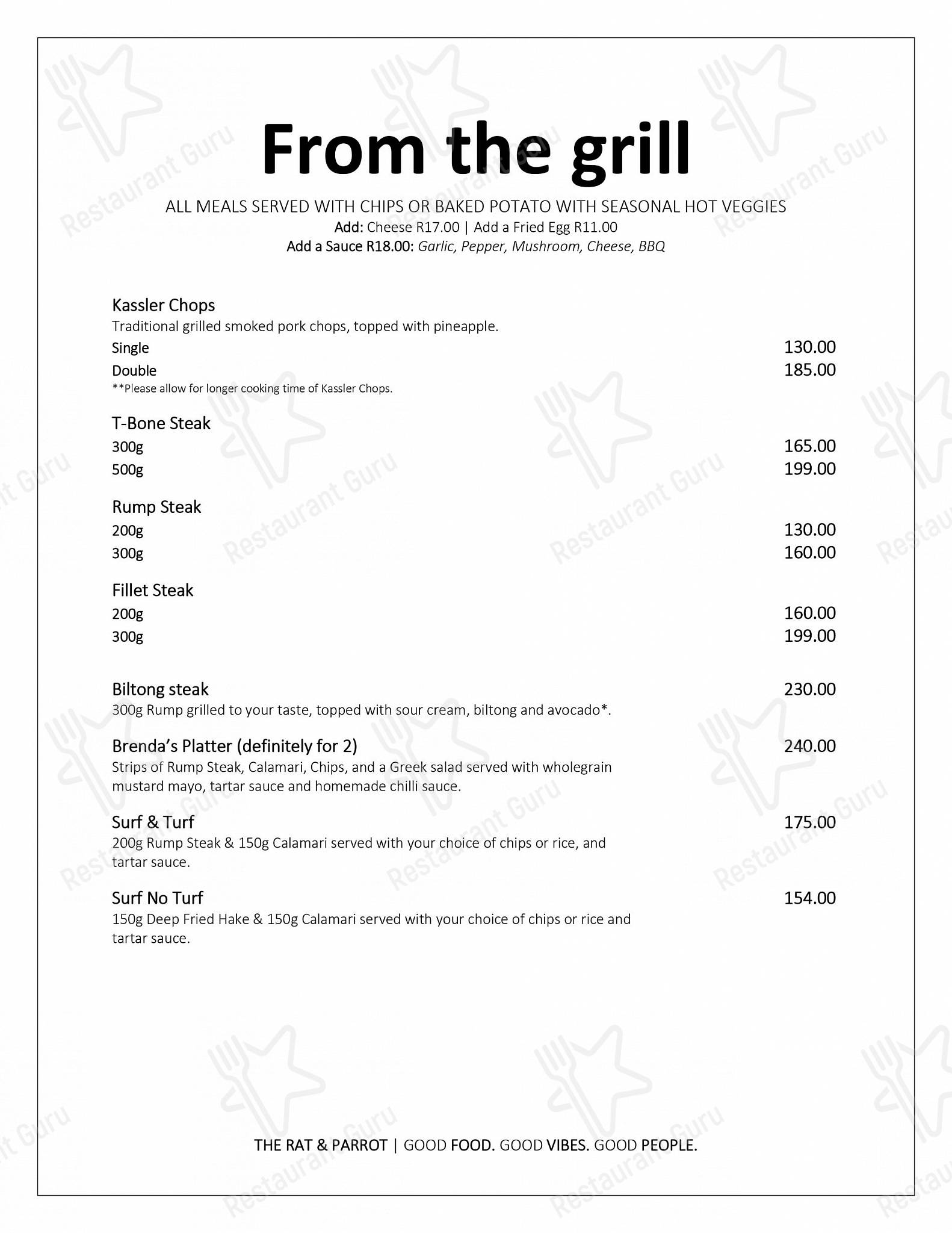 Menu at Bingo Royale Lusikisiki restaurant, Lusikisiki