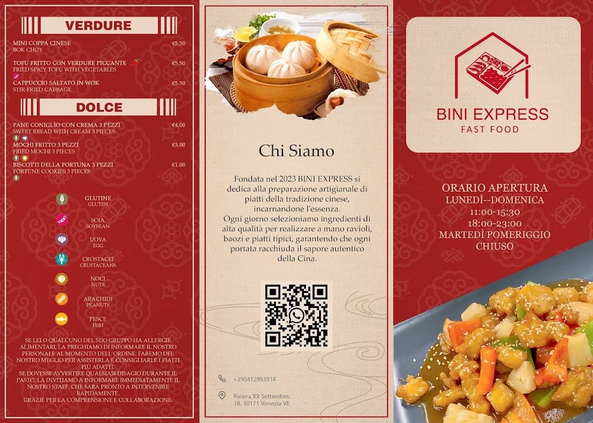 Speisekarte von Bini Express Chinese Food restaurant, Venedig