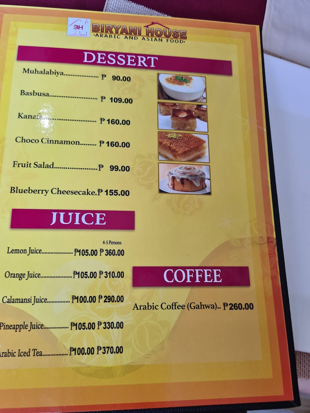 Carta del restaurante Biryani House - Davao Ecoland Branch, Dávao