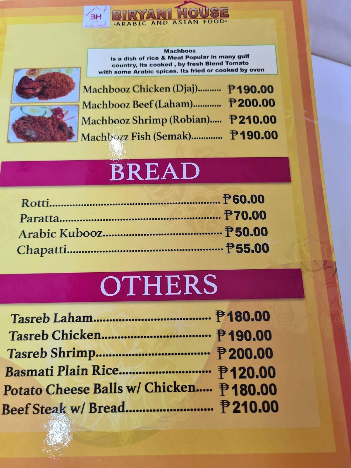 Carta del restaurante Biryani House - Davao Ecoland Branch, Dávao