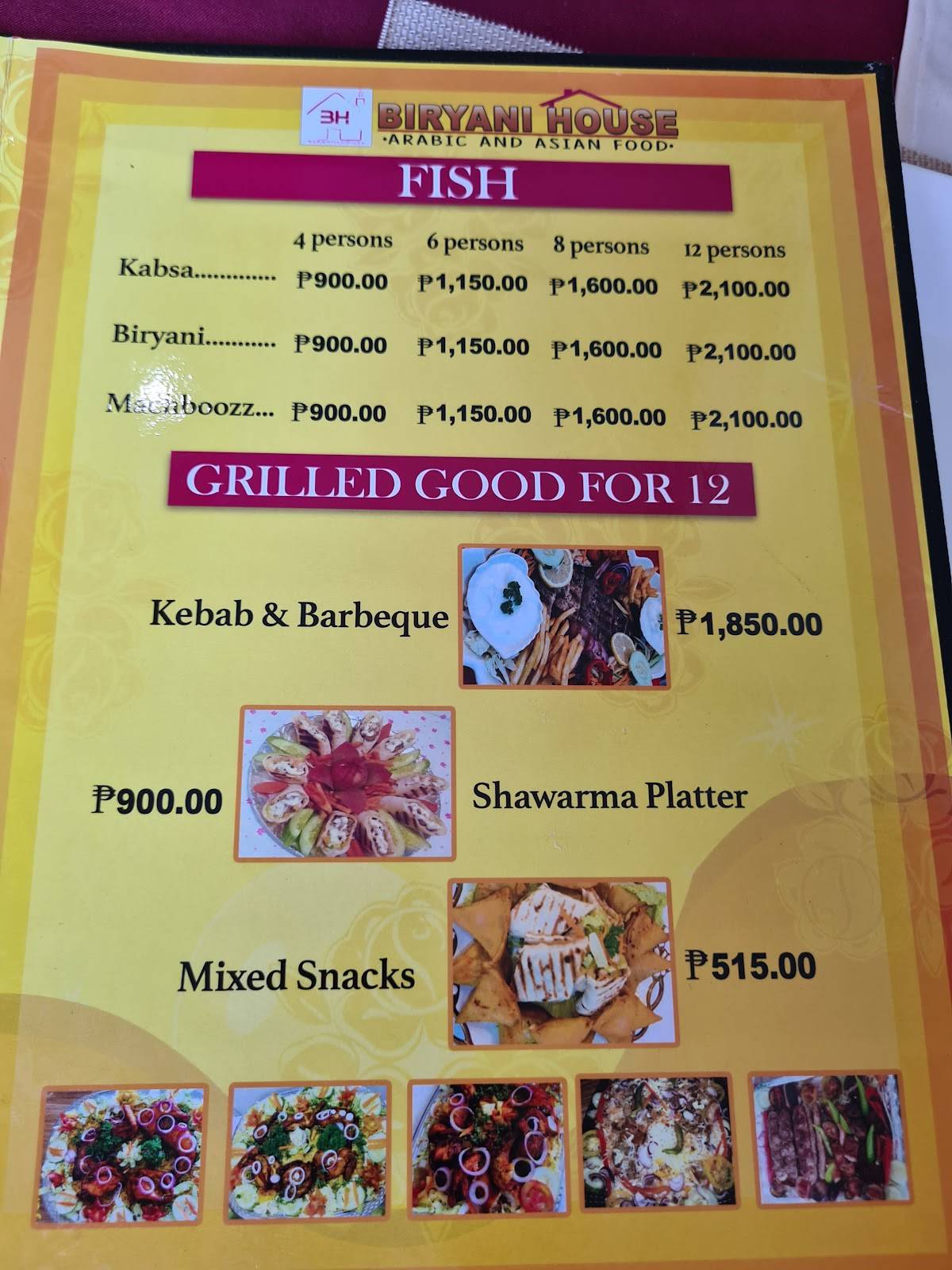 Carta del restaurante Biryani House - Davao Ecoland Branch, Dávao