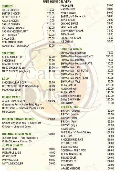 Menu at Cake Hut, Kochi, Parish Hall
