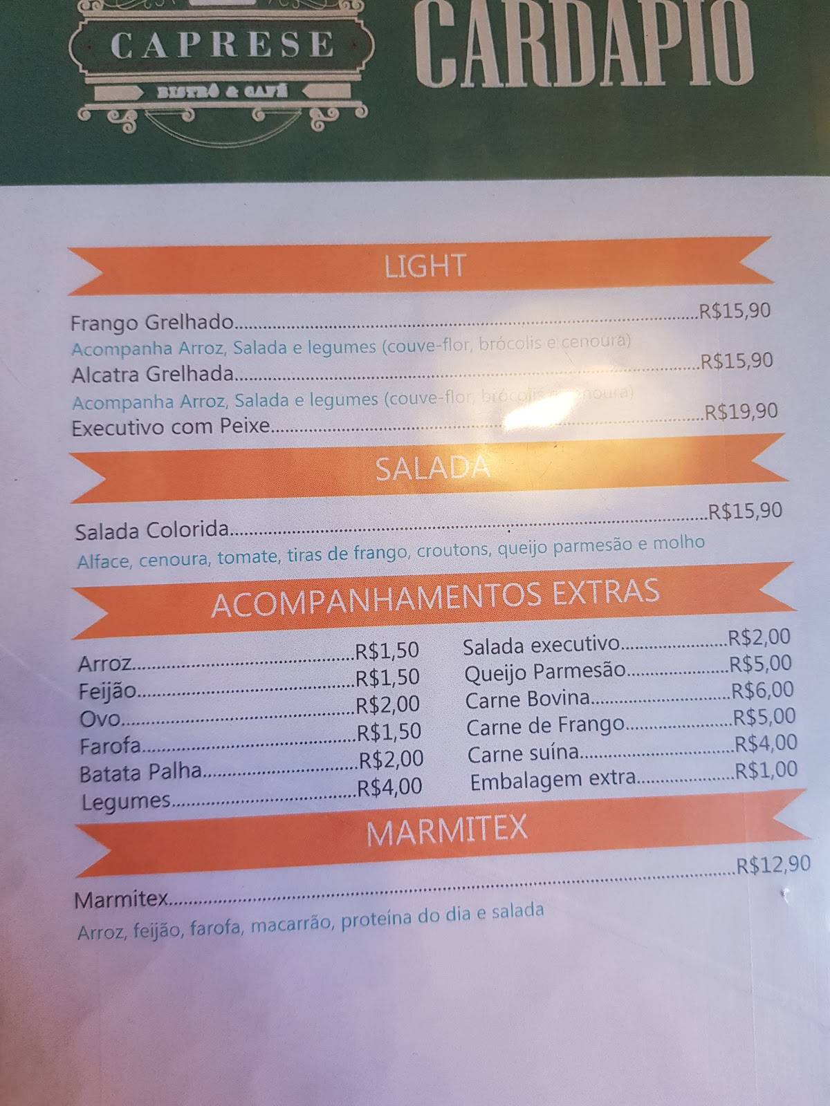 Menu em Bistro Caprese, Curitiba