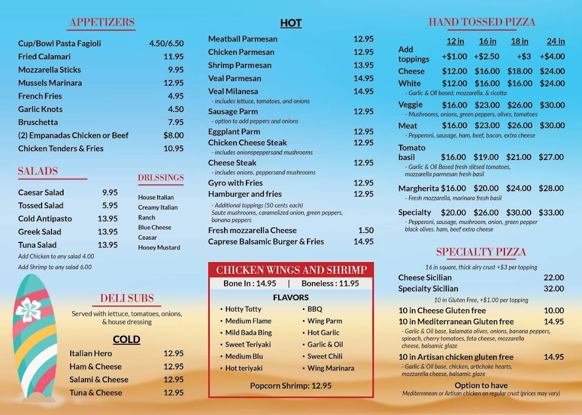 Menu at Mimmo's Pizza & Ristorante of Cocoa Beach pizzeria, Cocoa Beach