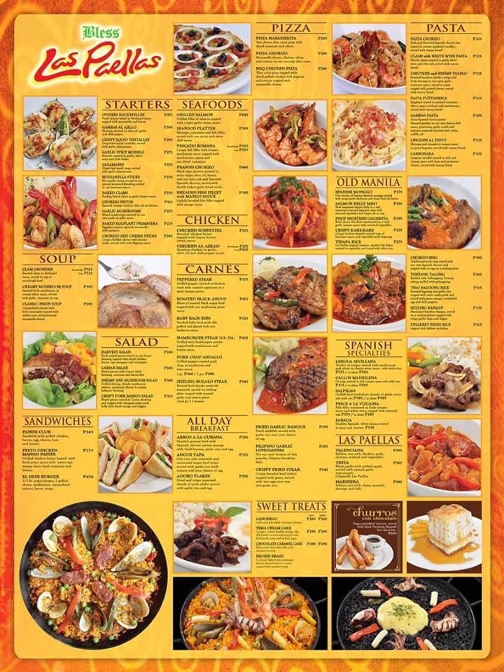 Menu at Bless Las Paellas restaurant, Davao City, 2/F Abreeza Ayala Malls