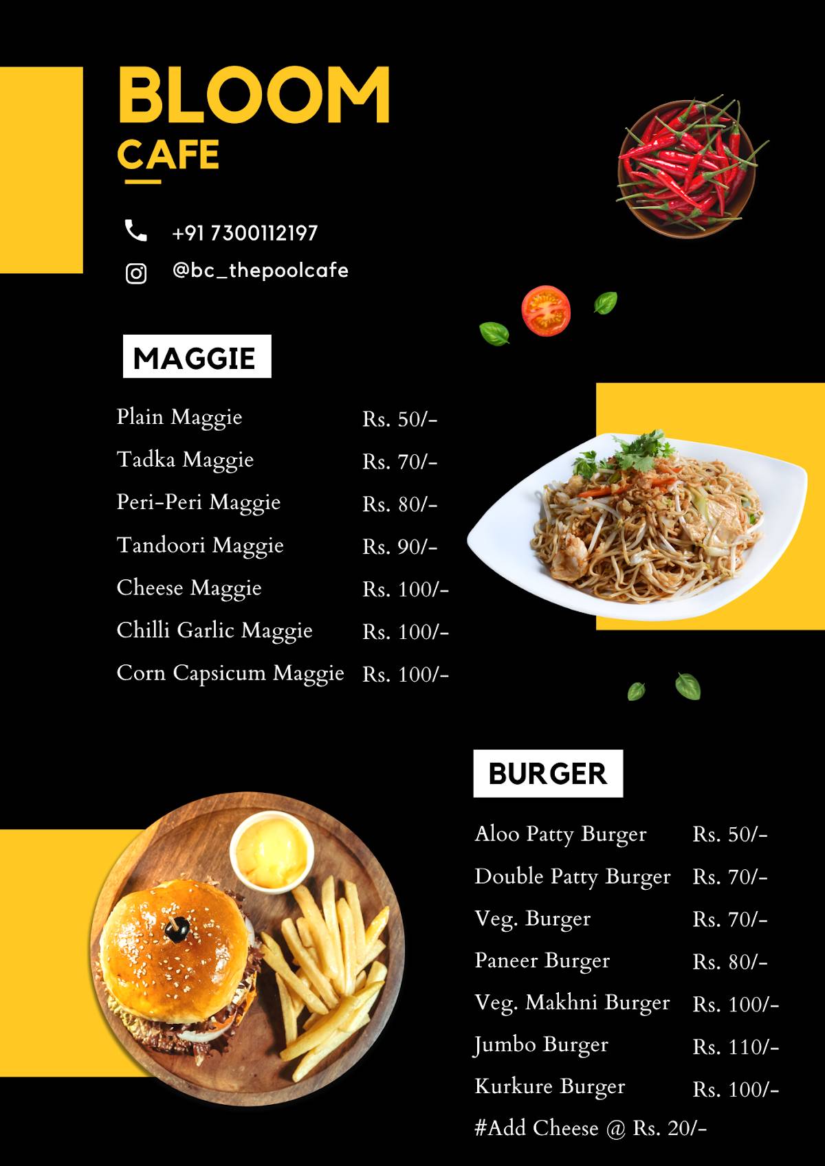 Menu at Bloom Cafe - The pool cafe, Jaipur