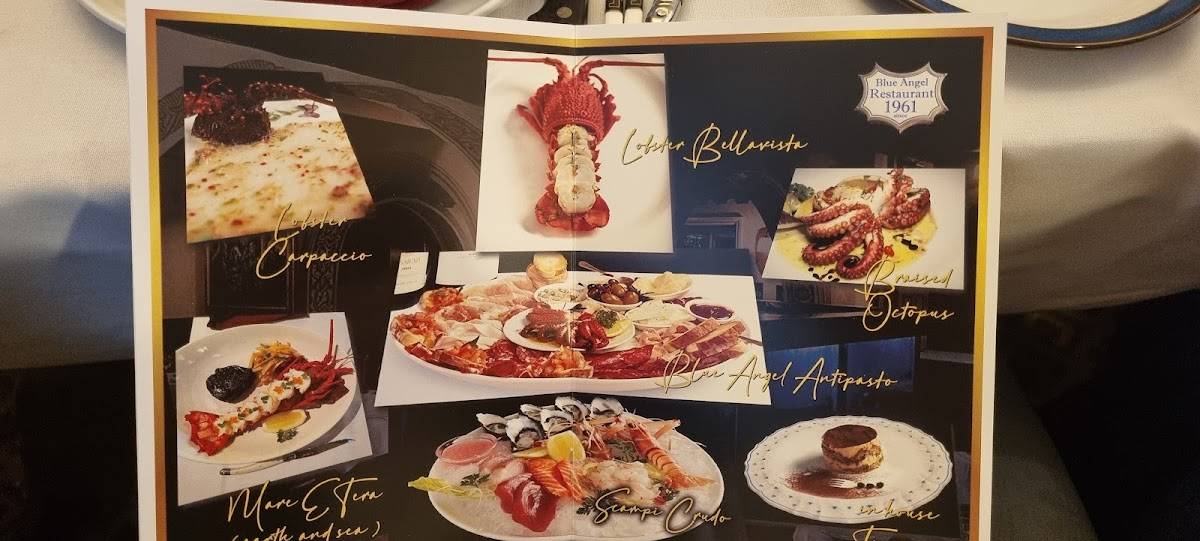 Menu at Blue Angel Restaurant, Darlinghurst, 223 Palmer St