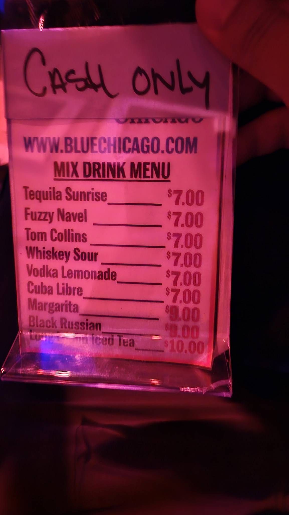Menu at Blue Chicago pub & bar, Chicago, 536 N Clark St