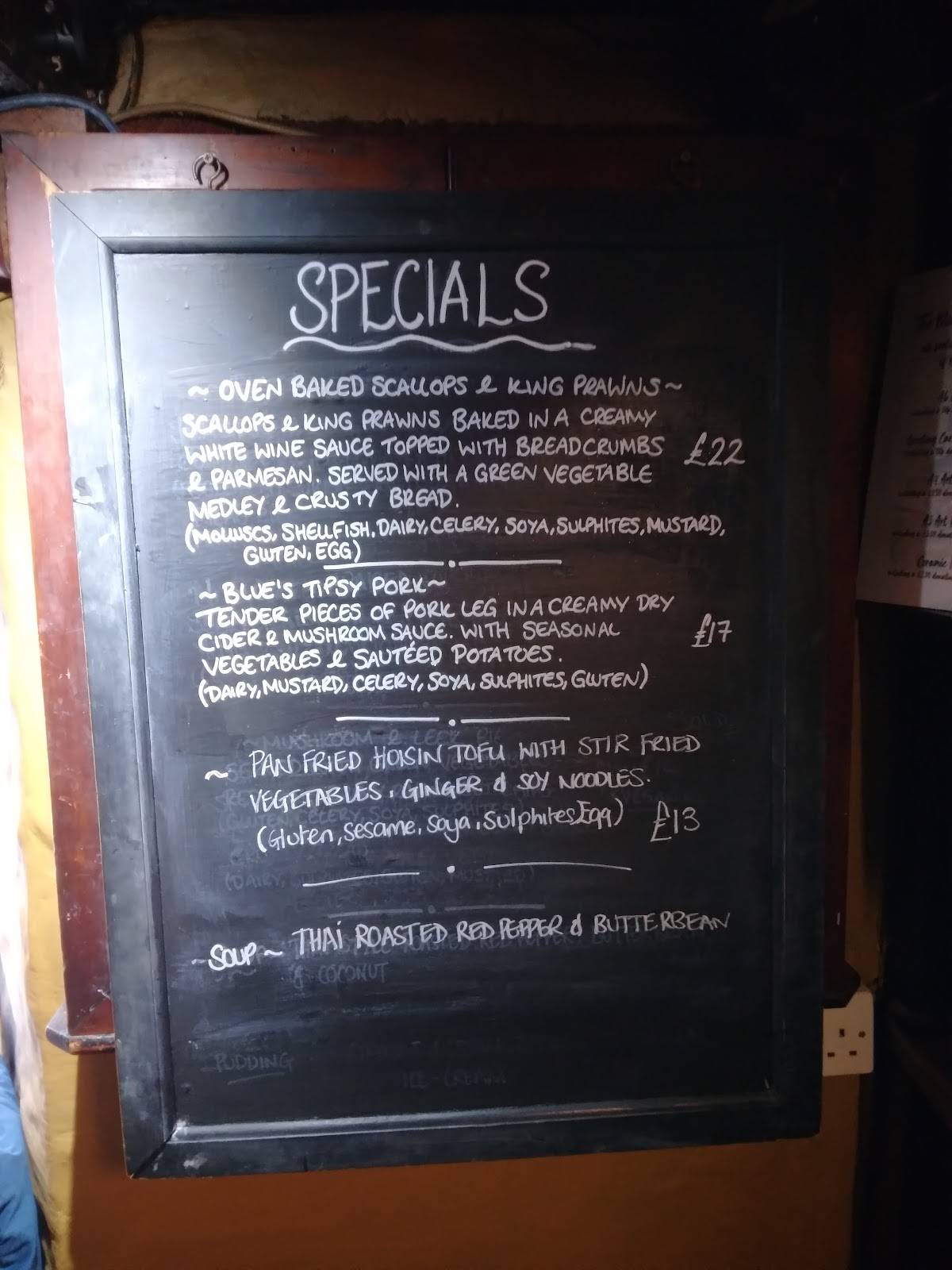 Menu at Blue Peter Inn pub & bar, Polperro