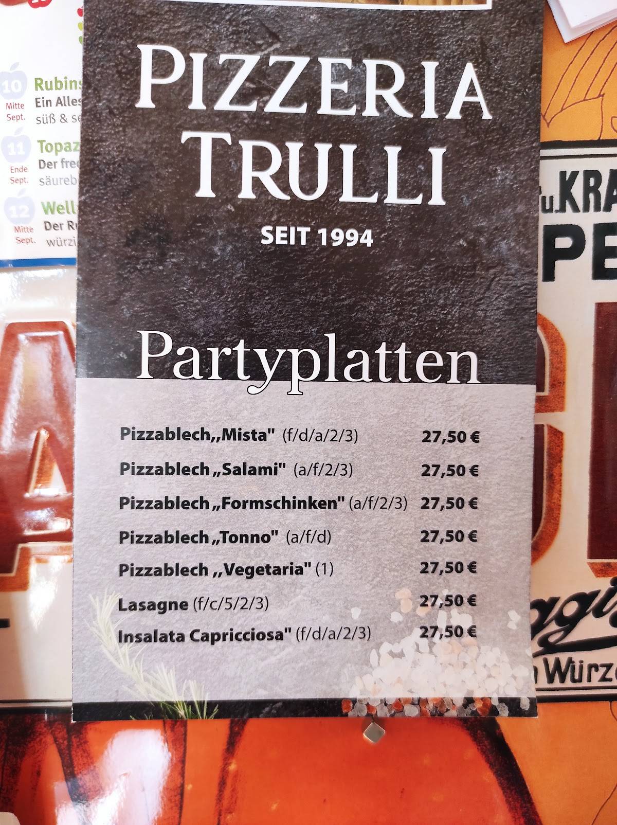 Speisekarte von Pizzeria Trulli, Bochum, Castroper Str. 238