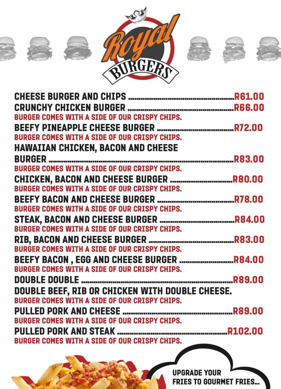 Menu at Grill King Sunward Park restaurant, Boksburg