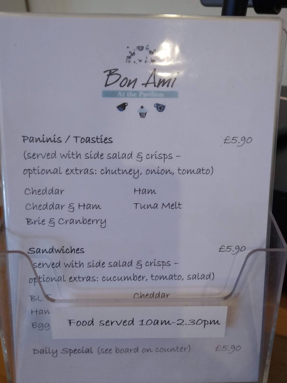 Menu at Bon Ami Coffee Shop cafe, Naphill