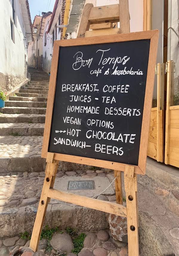 Menu at Bon Temps cafe, Cusco