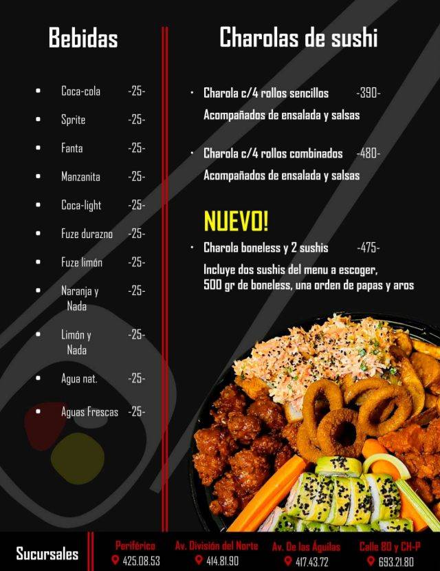 Carta del restaurante Bonzu Sushi House, Chihuahua, Perif. del la ...