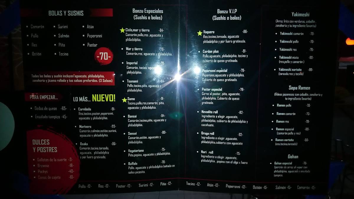 Carta del restaurante Bonzu Sushi House, Chihuahua, Perif. del la ...