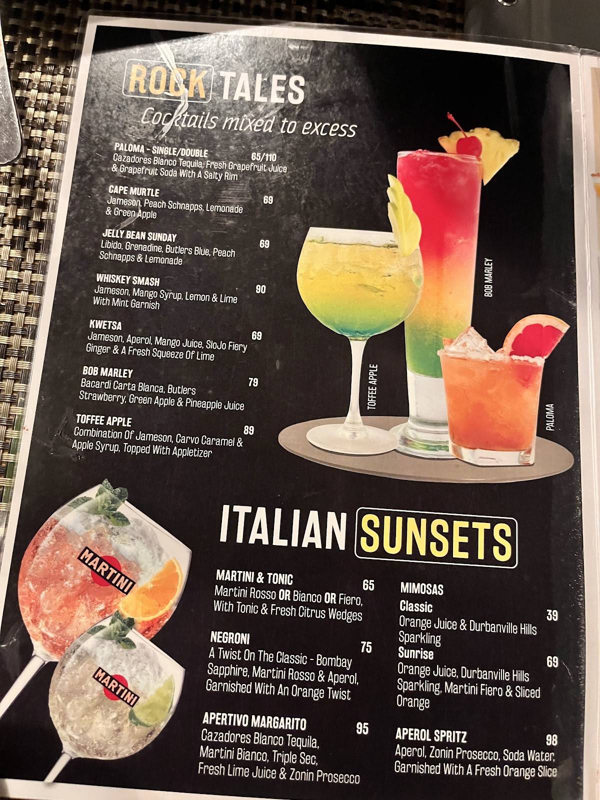 Menu at Bossa Strand Pavilion pub & bar, Cape Town