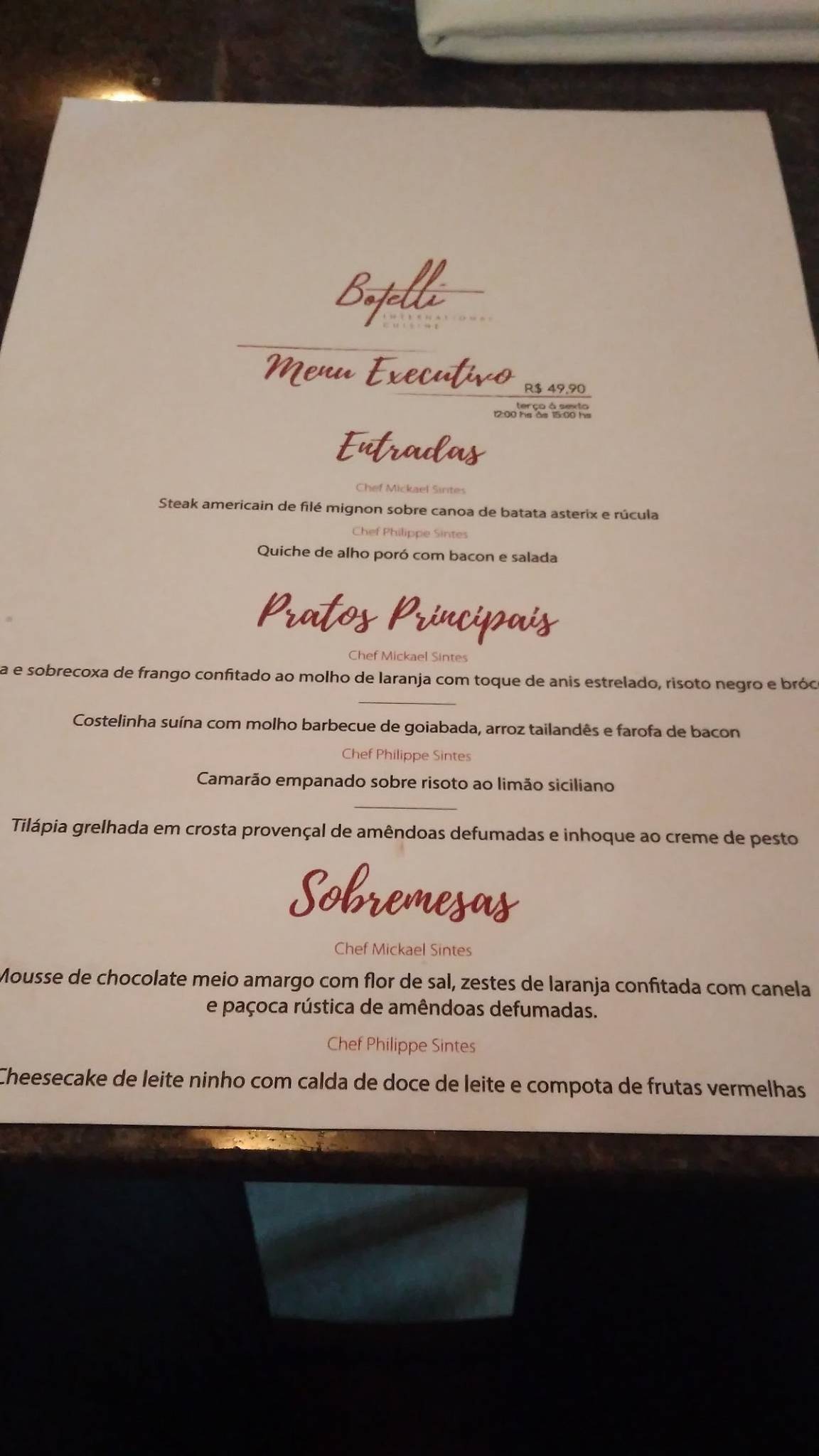 Menu em Botelli Internacional Cuisine restaurante, Goiânia